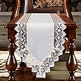 Amazon.com: FRAGRANCOSY Elegant Vintage White Table Runner 72 inches Long with Exquisite Macrame ...