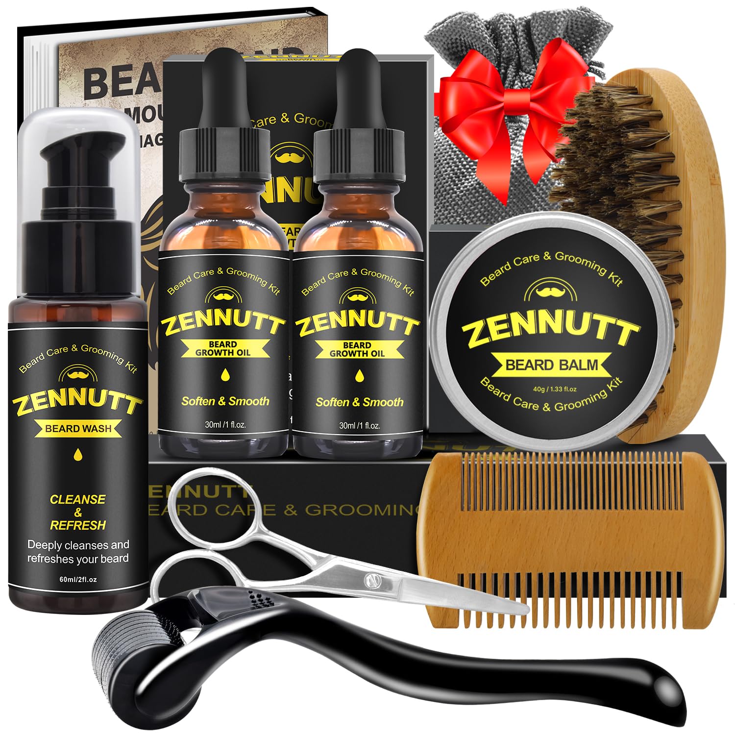 Beard Kit,Beard Growth Care Grooming Kit w/Beard Wash/Shampoo,2 Pack ...