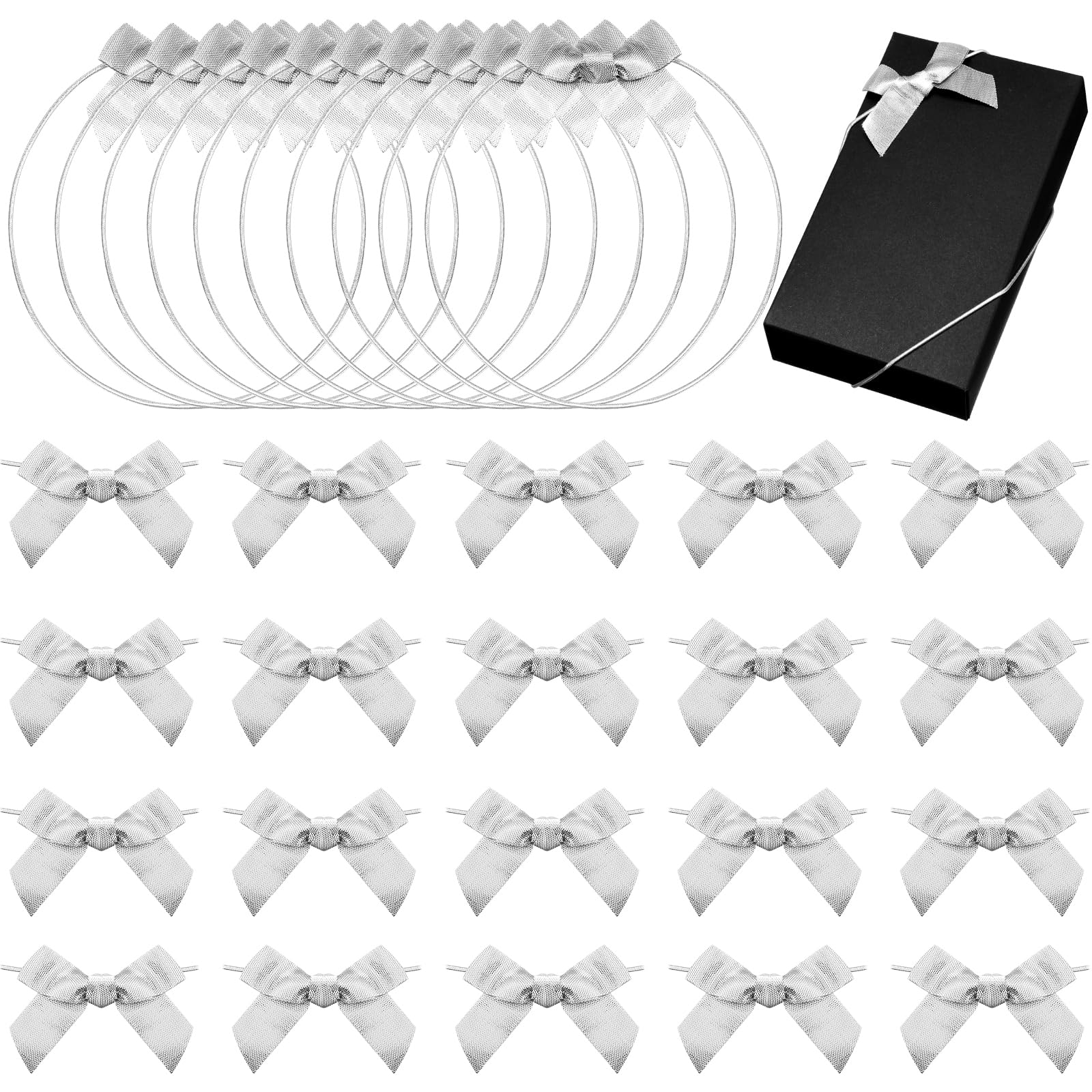 Windyun 60 Pieces Elastic Bows for Gift Boxes Stretch Elastic Loops ...
