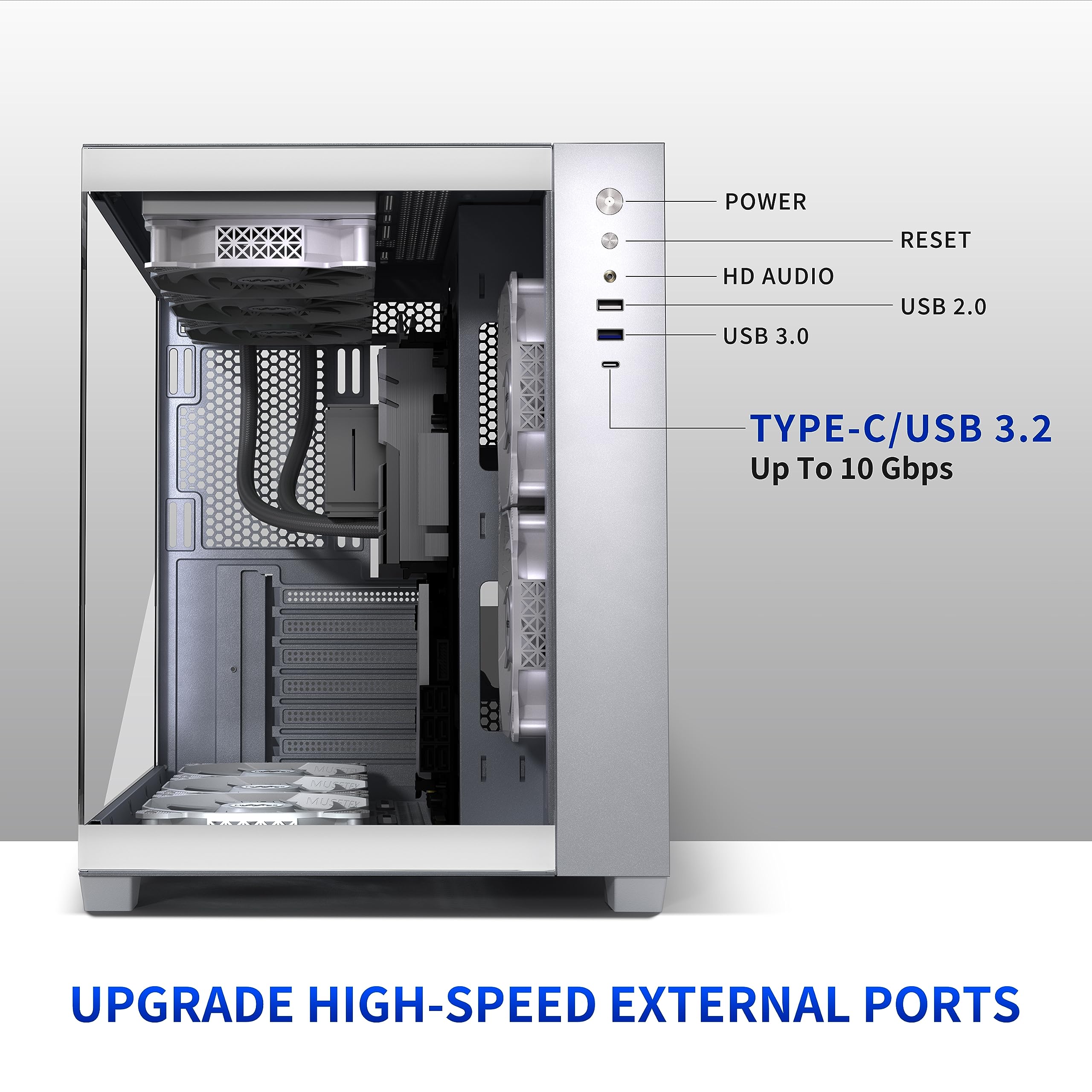 Mua ATX PC Case, 6 PWM ARGB Fans Pre-Installed, 360MM RAD Support, Type-C Gaming PC Case, 270 ...