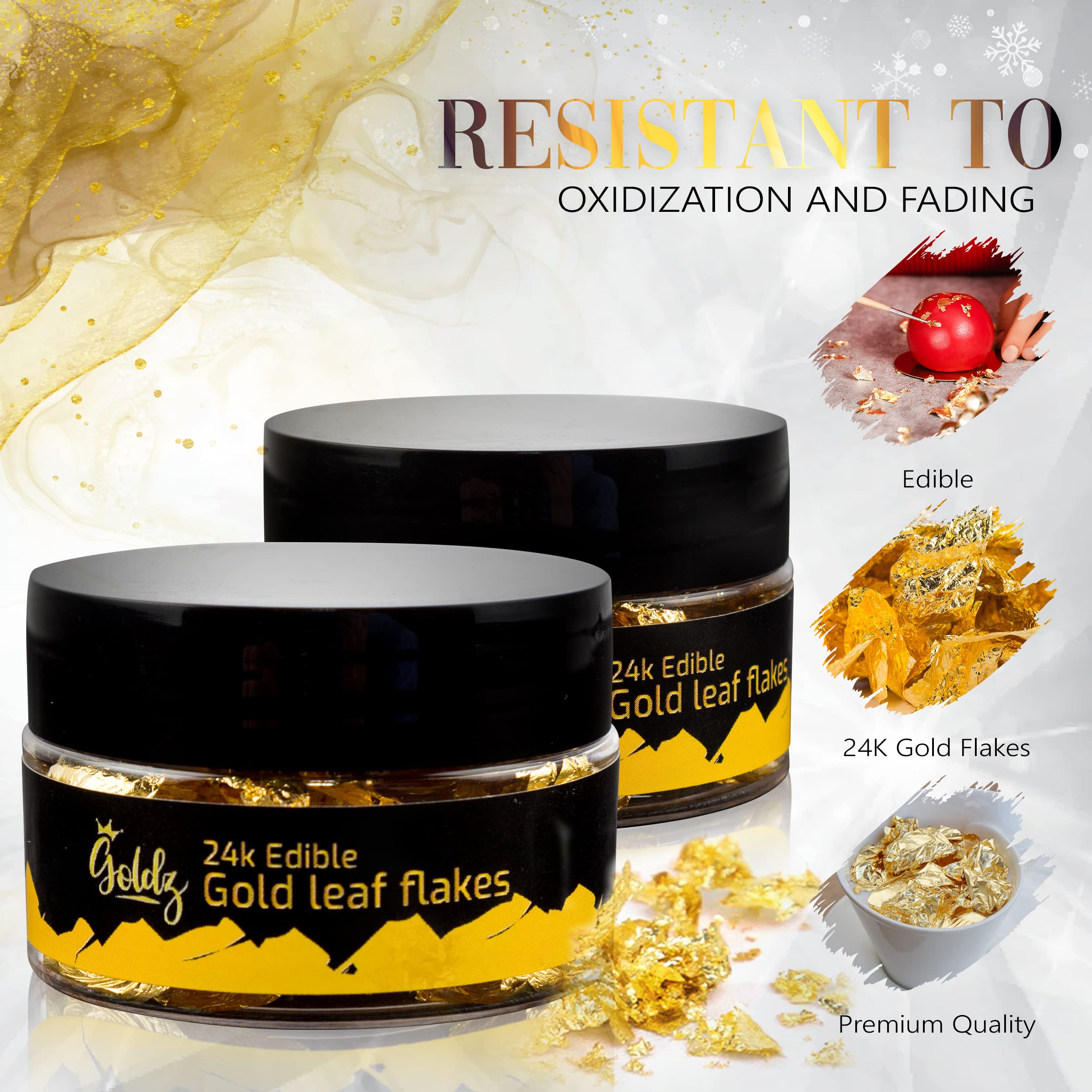 Mua goldz 24K Edible Real Gold Leaf Flakes 50mg, Edible Gold Leaf ...