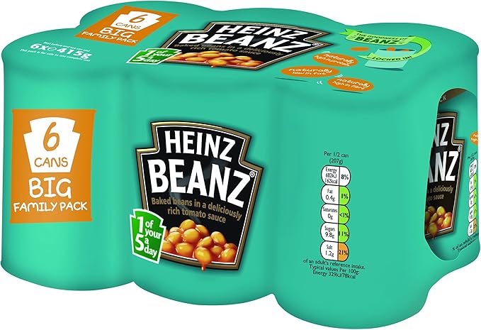 Heinz Baked Beanz in Tomato Sauce, 415 g (Pack of 6): Amazon.co.uk ...