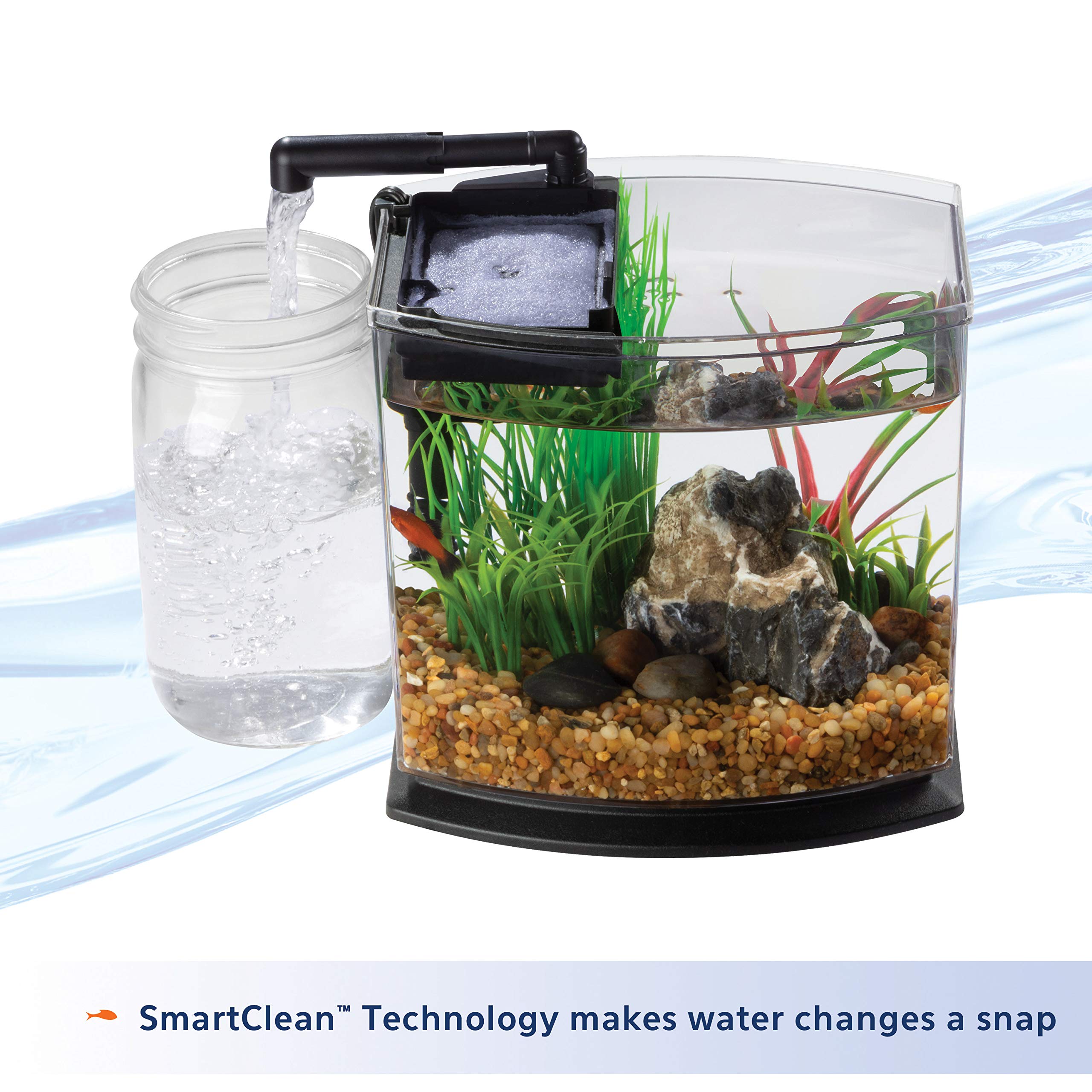 Aqueon LED MiniBow Small Aquarium Fish Tank Kit With SmartClean Technology, Blue, 1 Gallon on ...