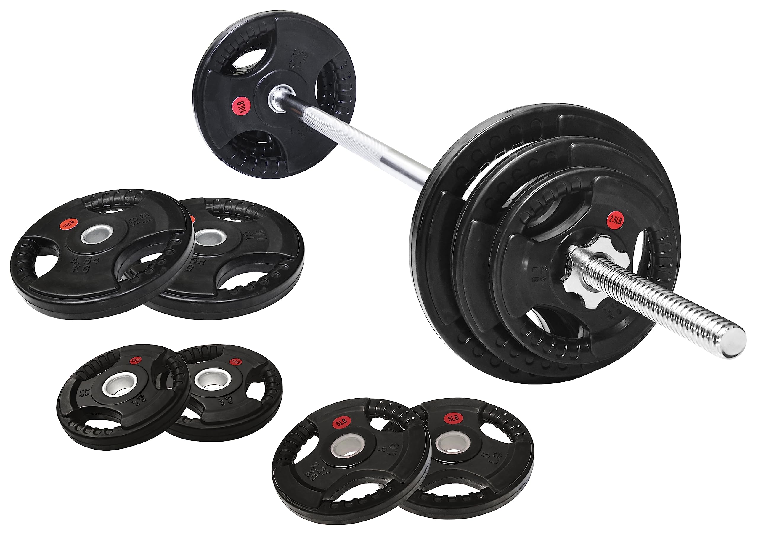 Fitvids Cast Iron Standard Weight Plates Including 5FT Standard Barbell ...