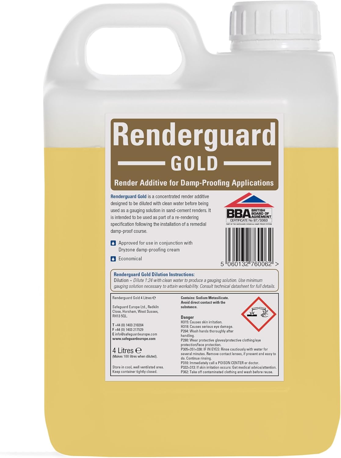Renderguard Gold (4L) Salt Inhibitor & Waterproofing Additive for ...