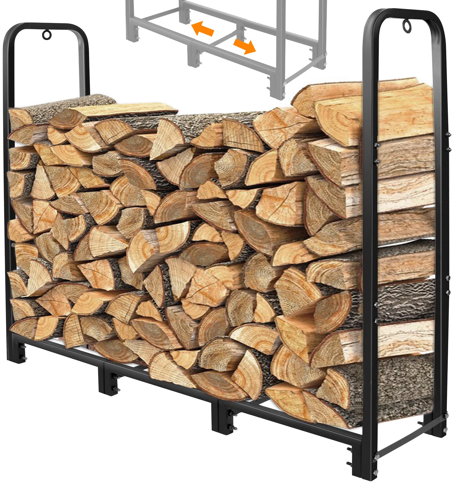 Mua CONNOO 4ft Firewood Rack Stand Heavy Duty Firewood Log Rack Holder ...
