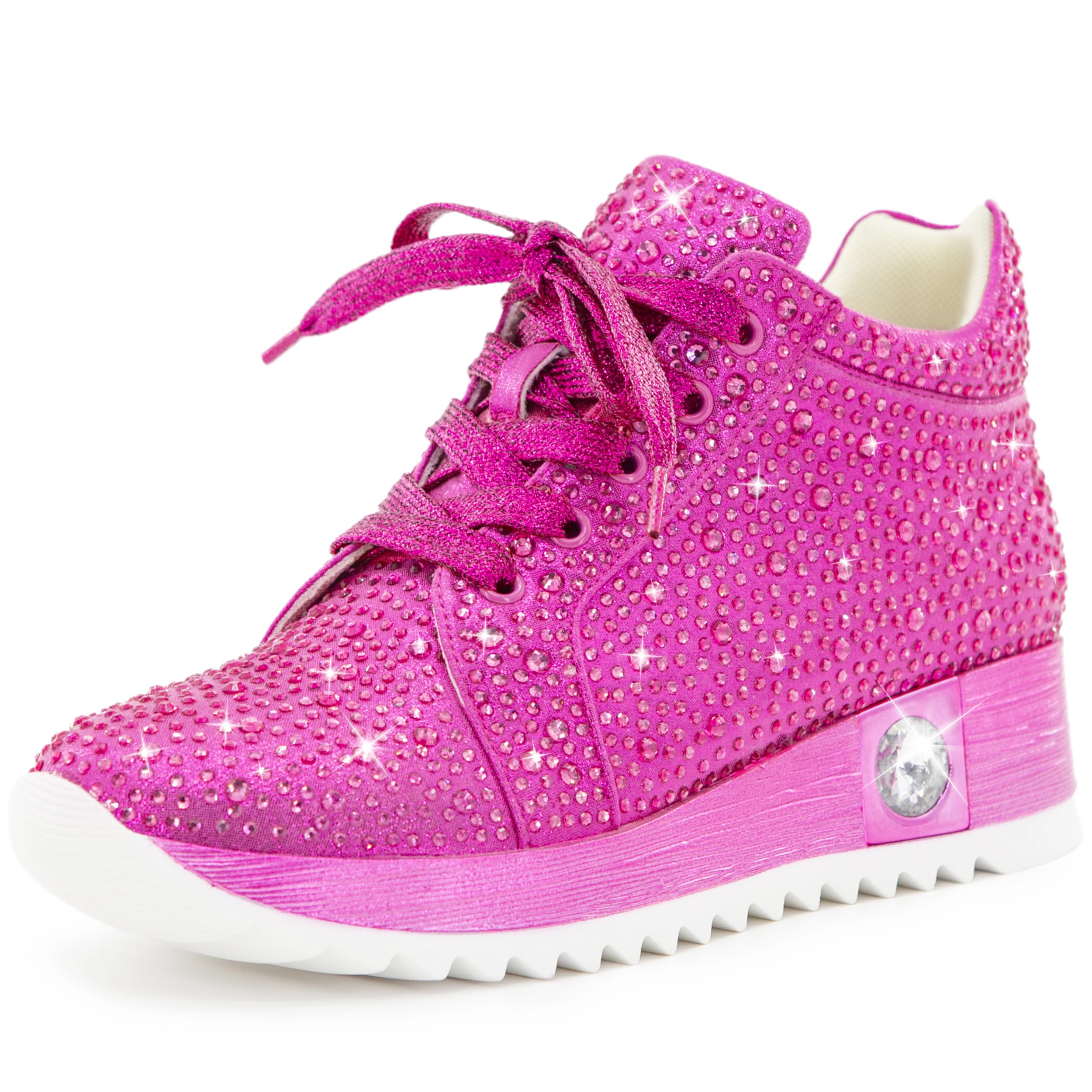 FINDVELL Women's Fashion Glitter Sneakers Platform Wedge Shoes Sparkly ...