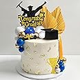 Amazon.com: DRWATE Graduate Cake Toppers Mortarboard Blue Golden White ...
