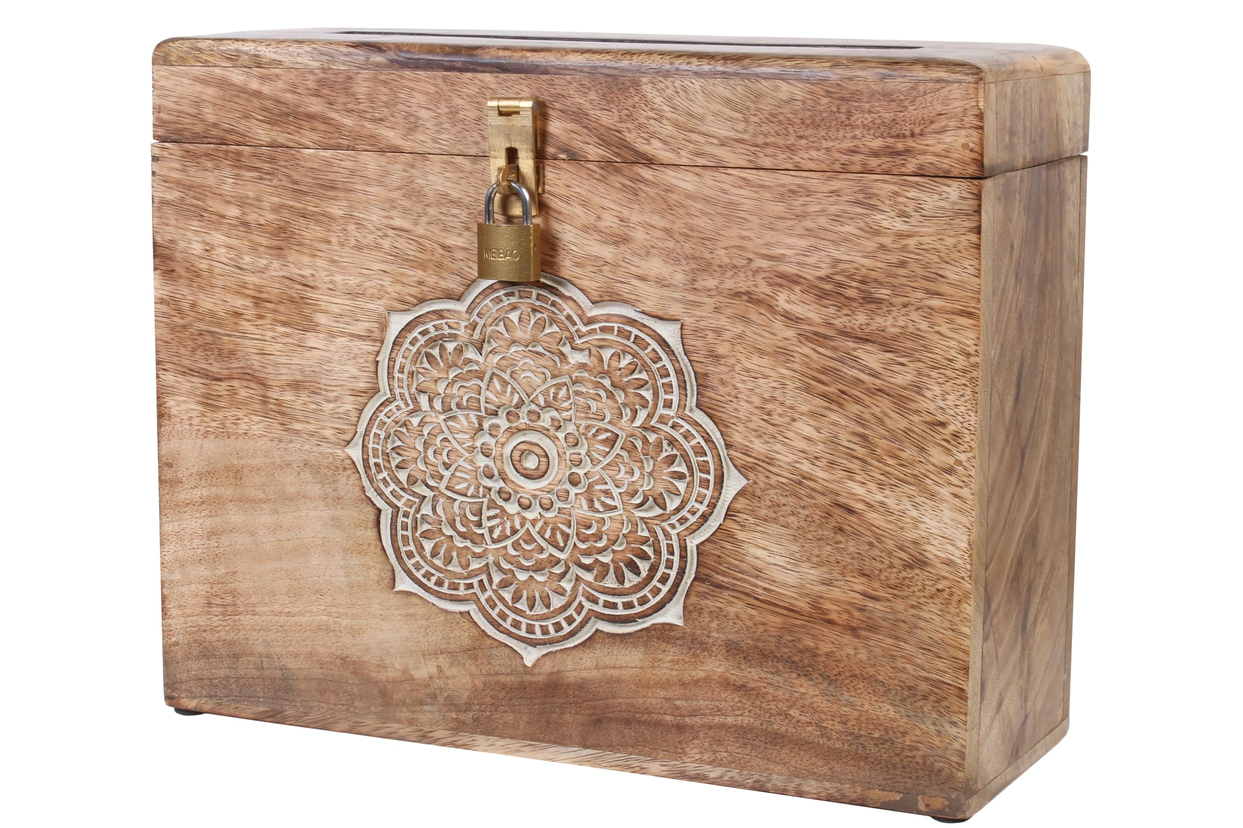 TrendBell Wooden Decorative Wedding Card Box with Card Slit and Lock 12 ...