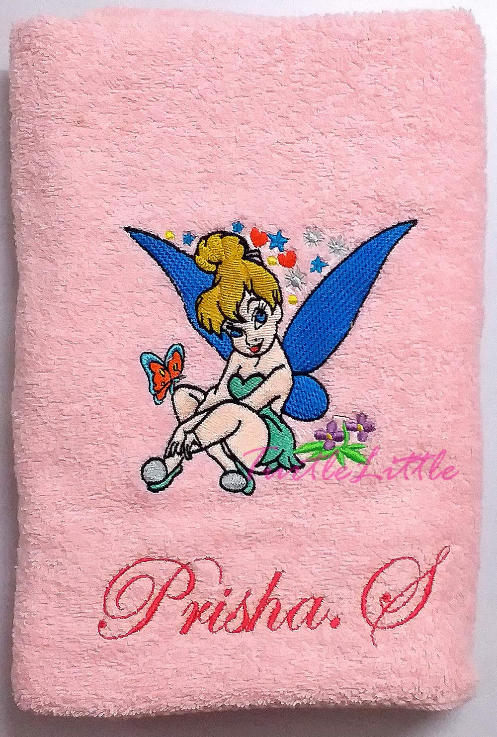 TurtleLittle, 100% Cotton, Tinkerbell Personalised Princess Kids Bath ...