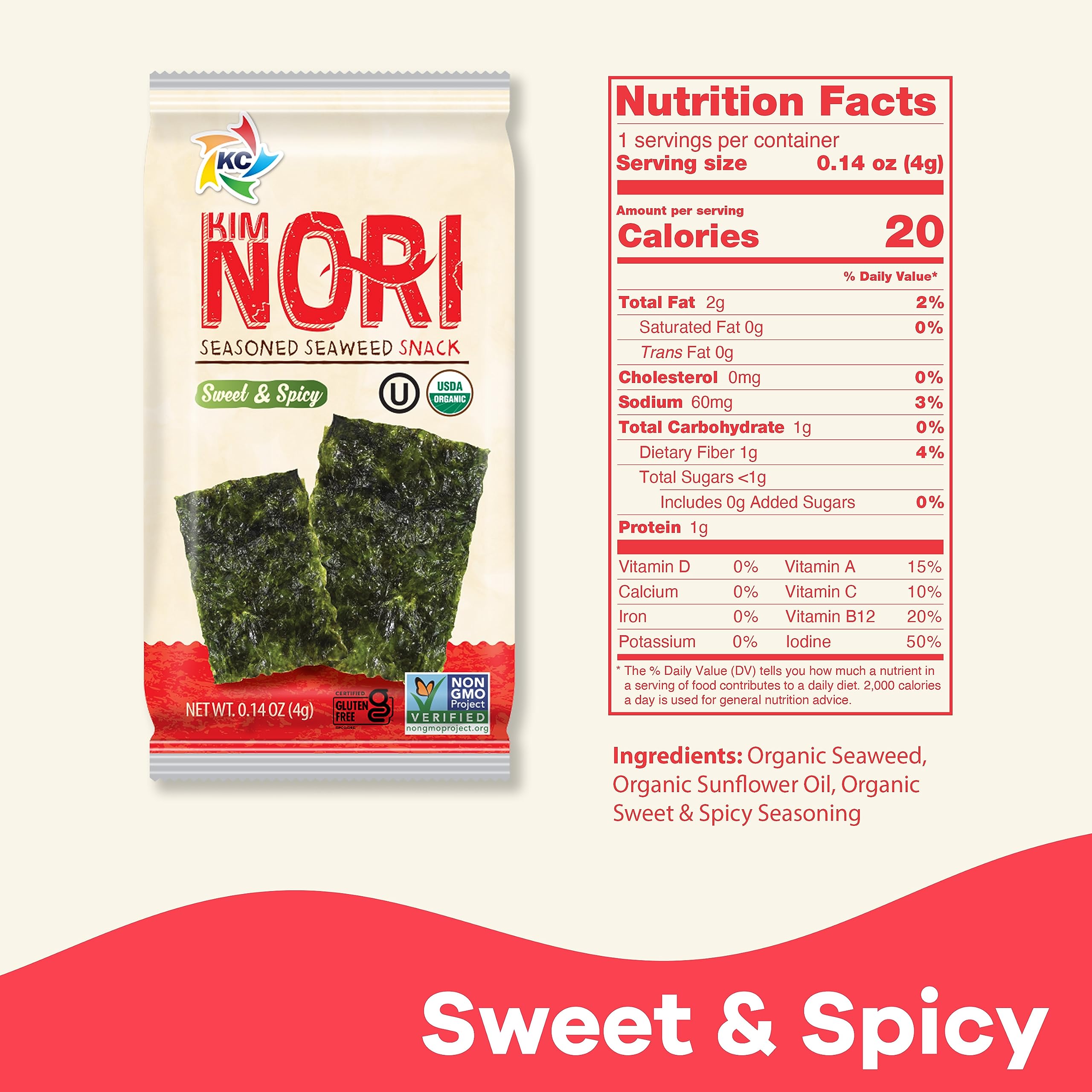 Mua KIMNORI Seasoned Seaweed Snacks Sheets – Organic Sweet 'N Spicy ...