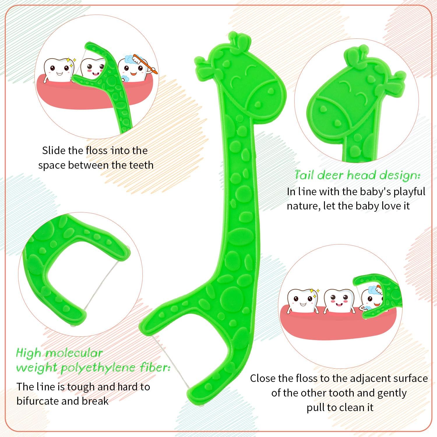 10 Pieces Children Giraffe Toothbrush Extra Soft Lovely Deer Cartoon ...