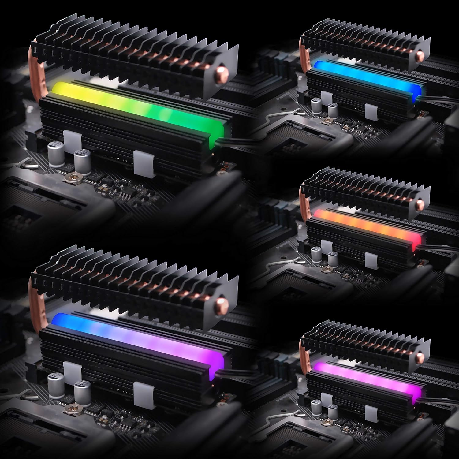 EZDIY-FAB RGB SSD Cooler with heat pipe, 5V 3pin RGB M.2 Heatsink(SSD ...
