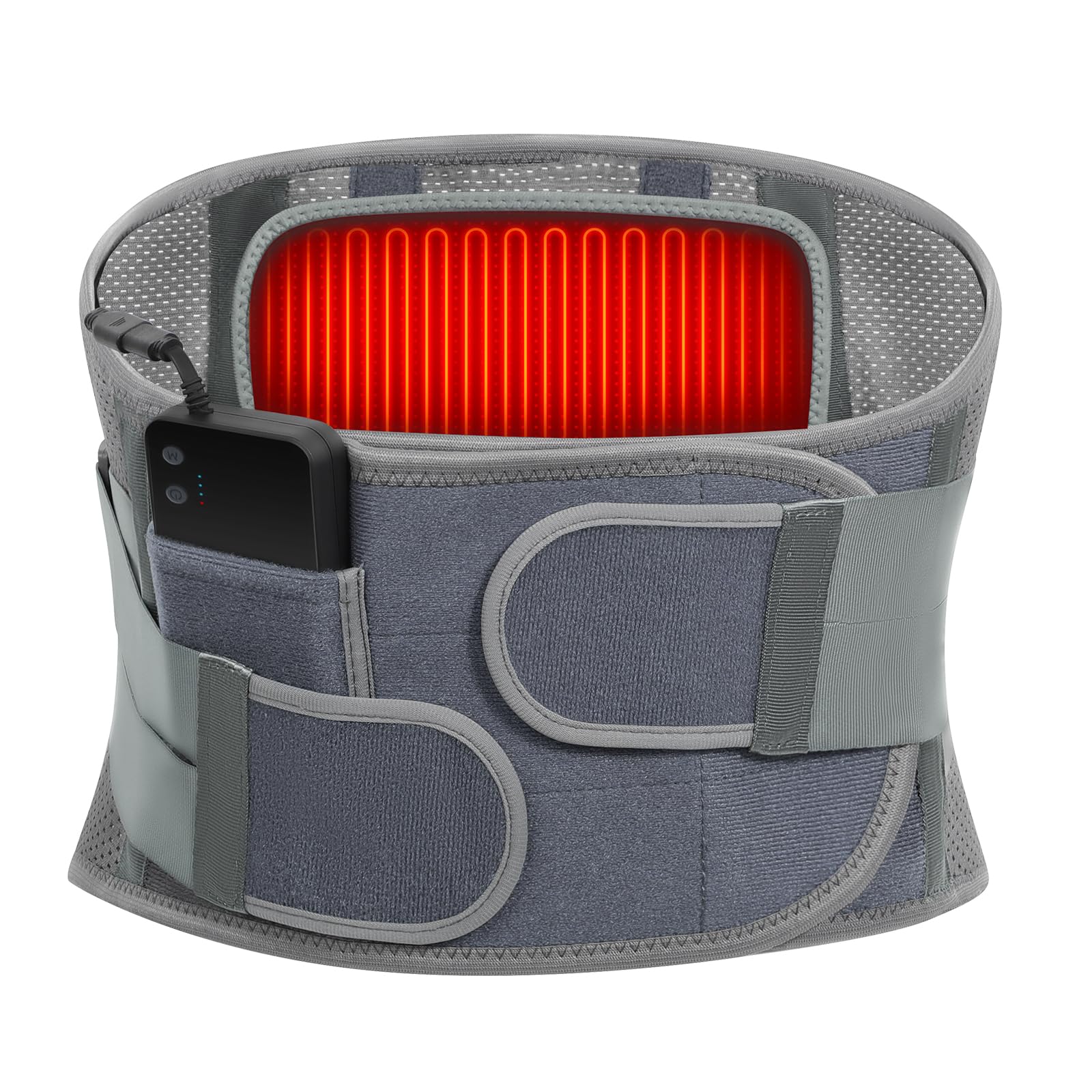 HONGJING Heated Compression Back Belt Rechargeable for Lower Back Pain ...