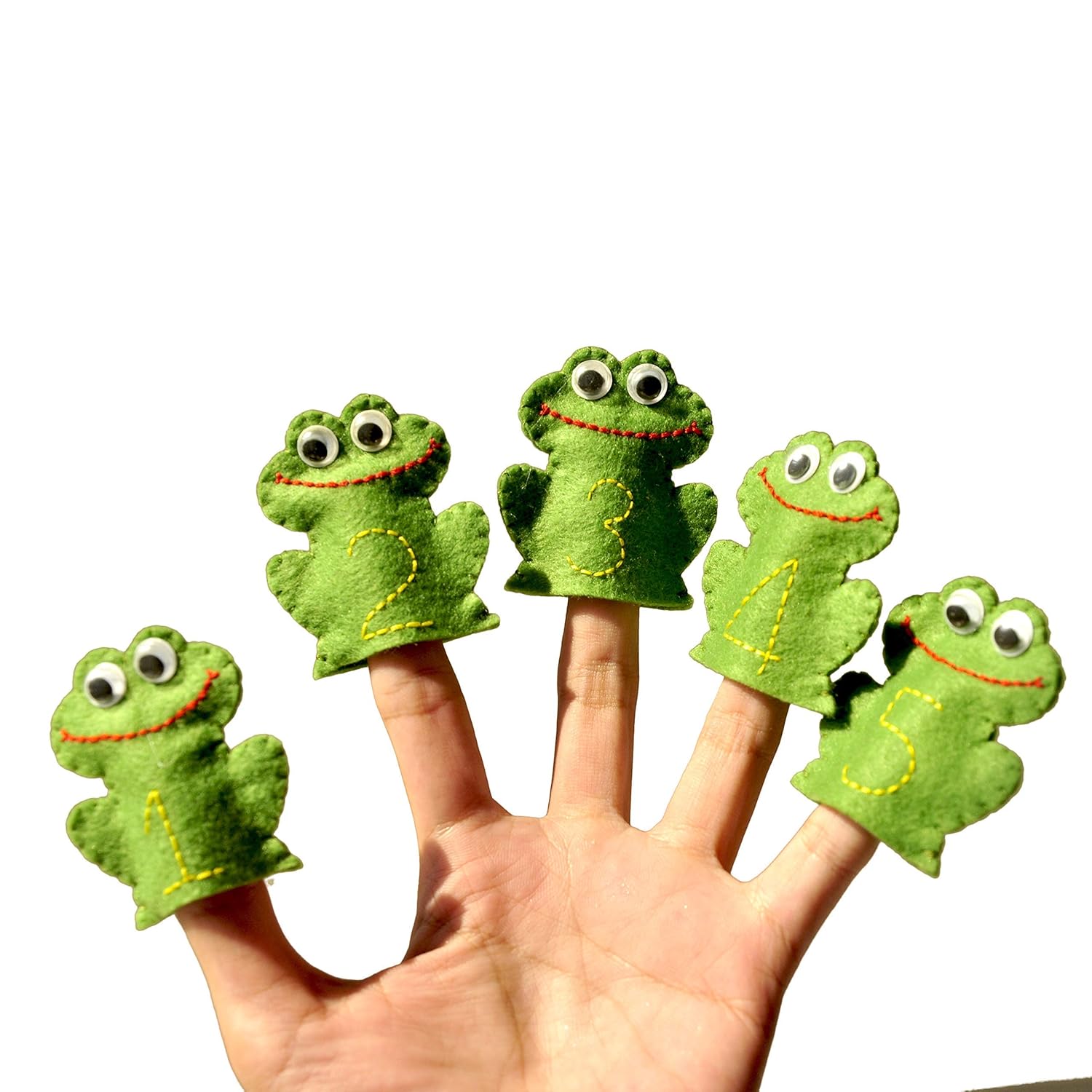 5 Little Frogs Finger Puppets Set 5 pcs