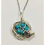 Amazon.com: Robins Nest or Bird's Nest Pendant with 2 Turquoise Eggs on ...