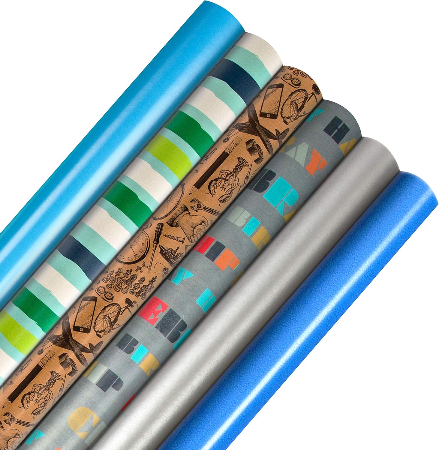 Hallmark Wrapping Paper Bundle for Him from Hallmark – 6 Rolls in 6 ...