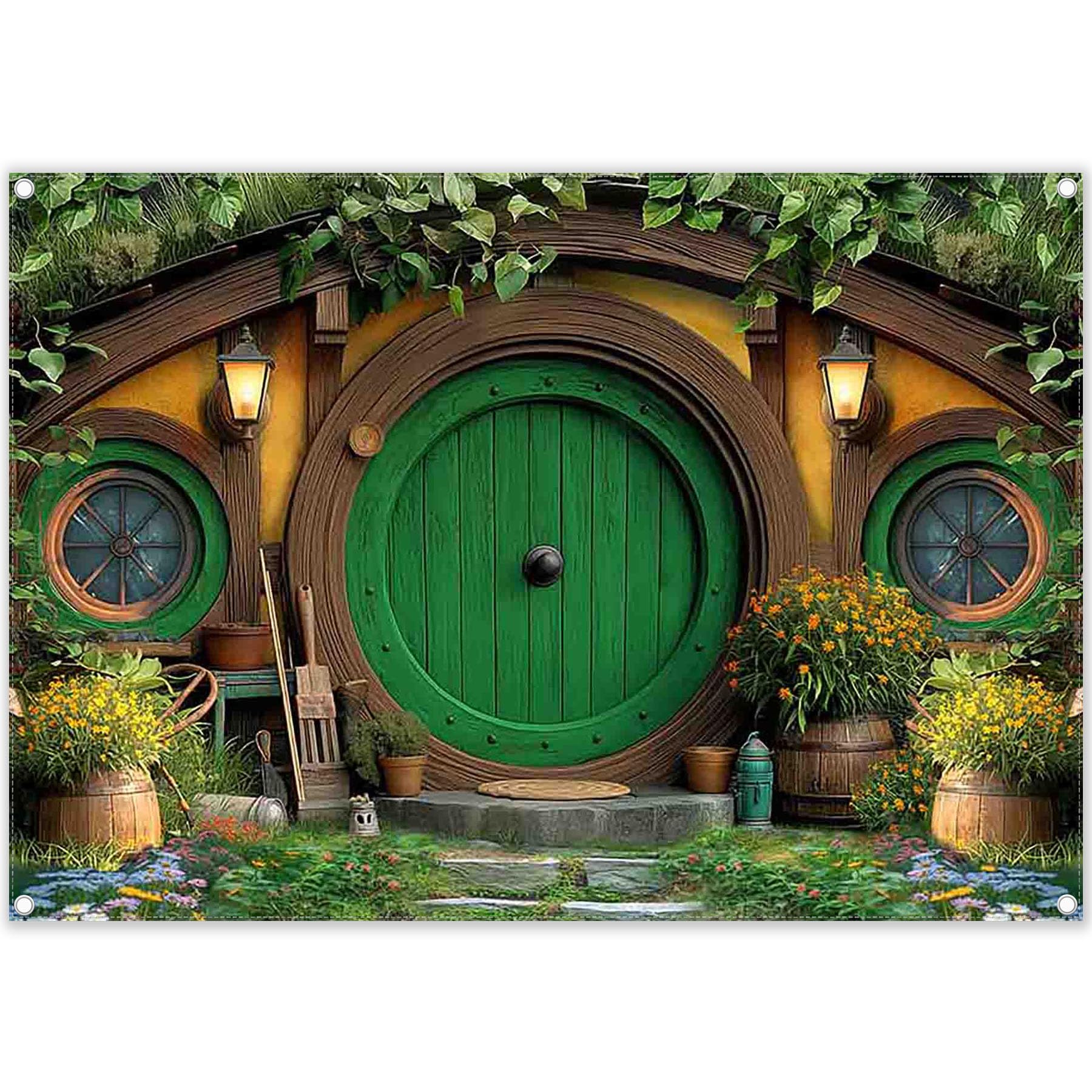 Yriujul Fabric 7x5ft Rural Green Cabin Cave Photography Backdrop ...