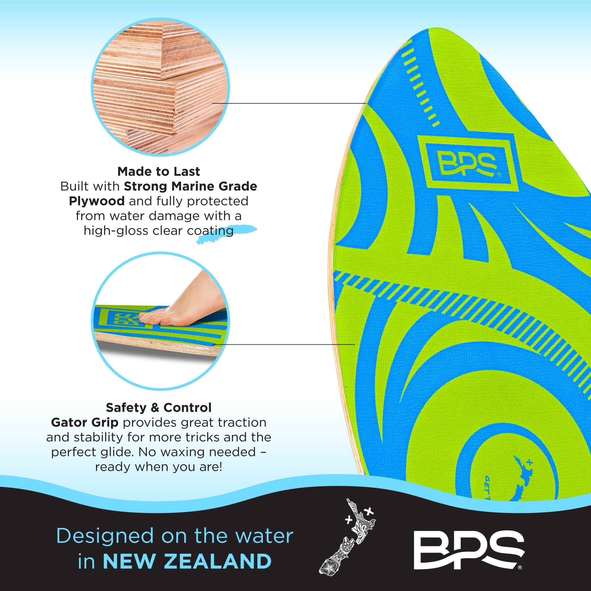 Mua BPS New Zealand ‘Koru’ Skimboards with Colored EVA Grip Pad and ...
