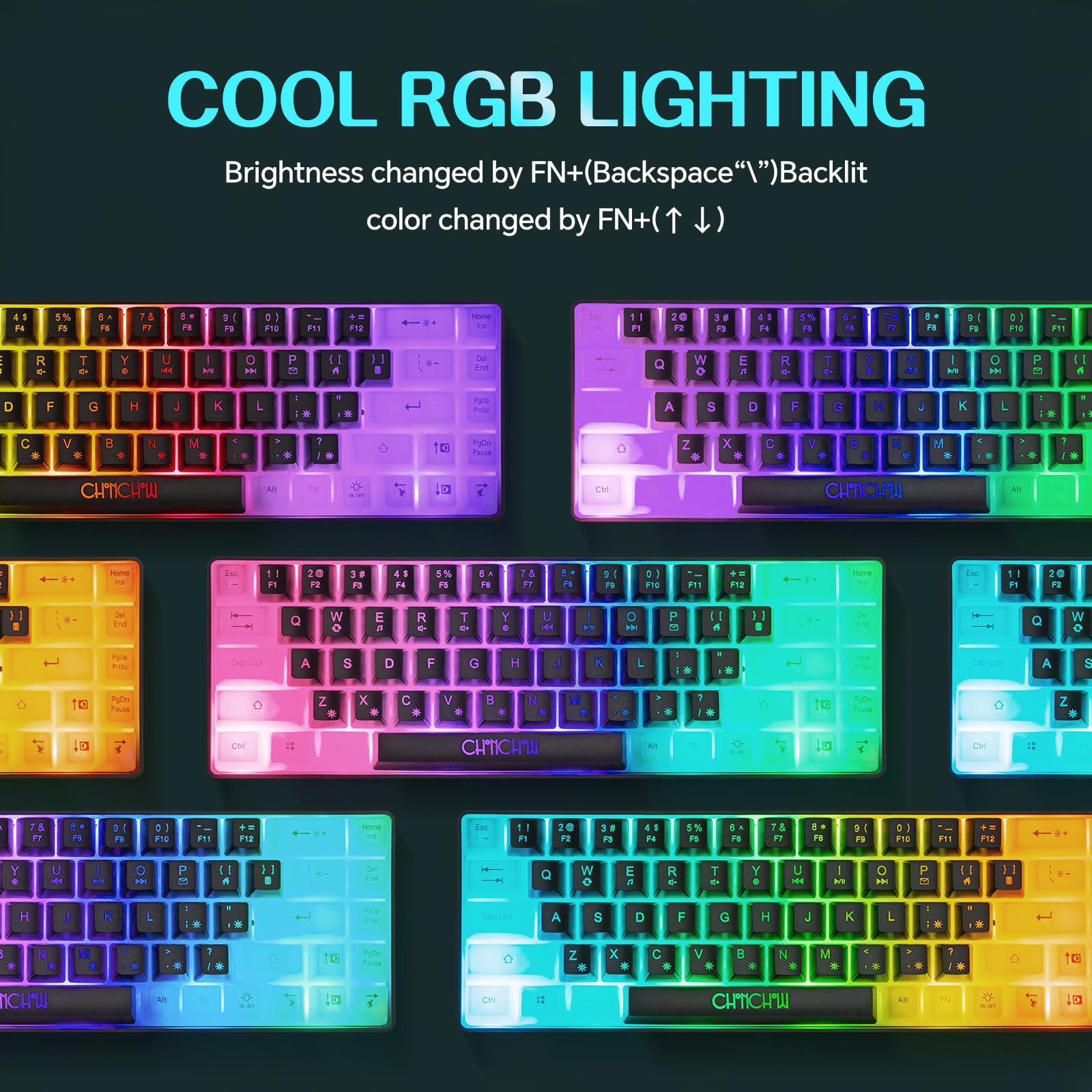 Mua CHONCHOW 60% Gaming LED Keyboard RGB 68 Keys Wired Keypad with 10 ...
