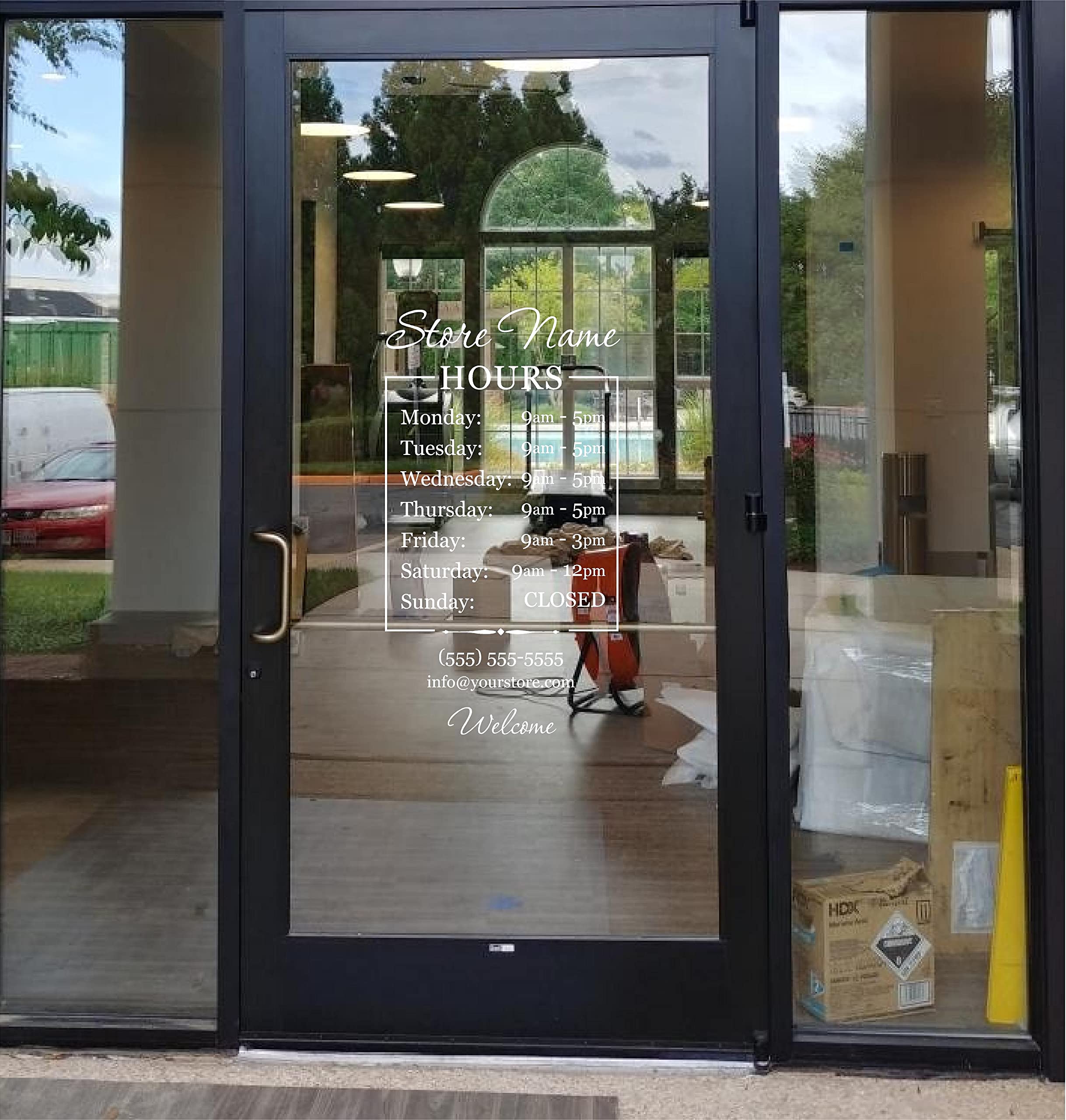 Mua Store Company Business Hours Fully Custom Personalized Glass Door ...