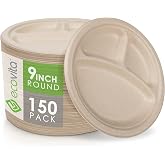 Amazon.com: Ecovita 100% Compostable Paper Plates [9 in.] – 150 ...