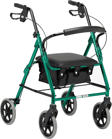 Days Lightweight Folding Four Wheel Rollator Walker with Padded Seat ...