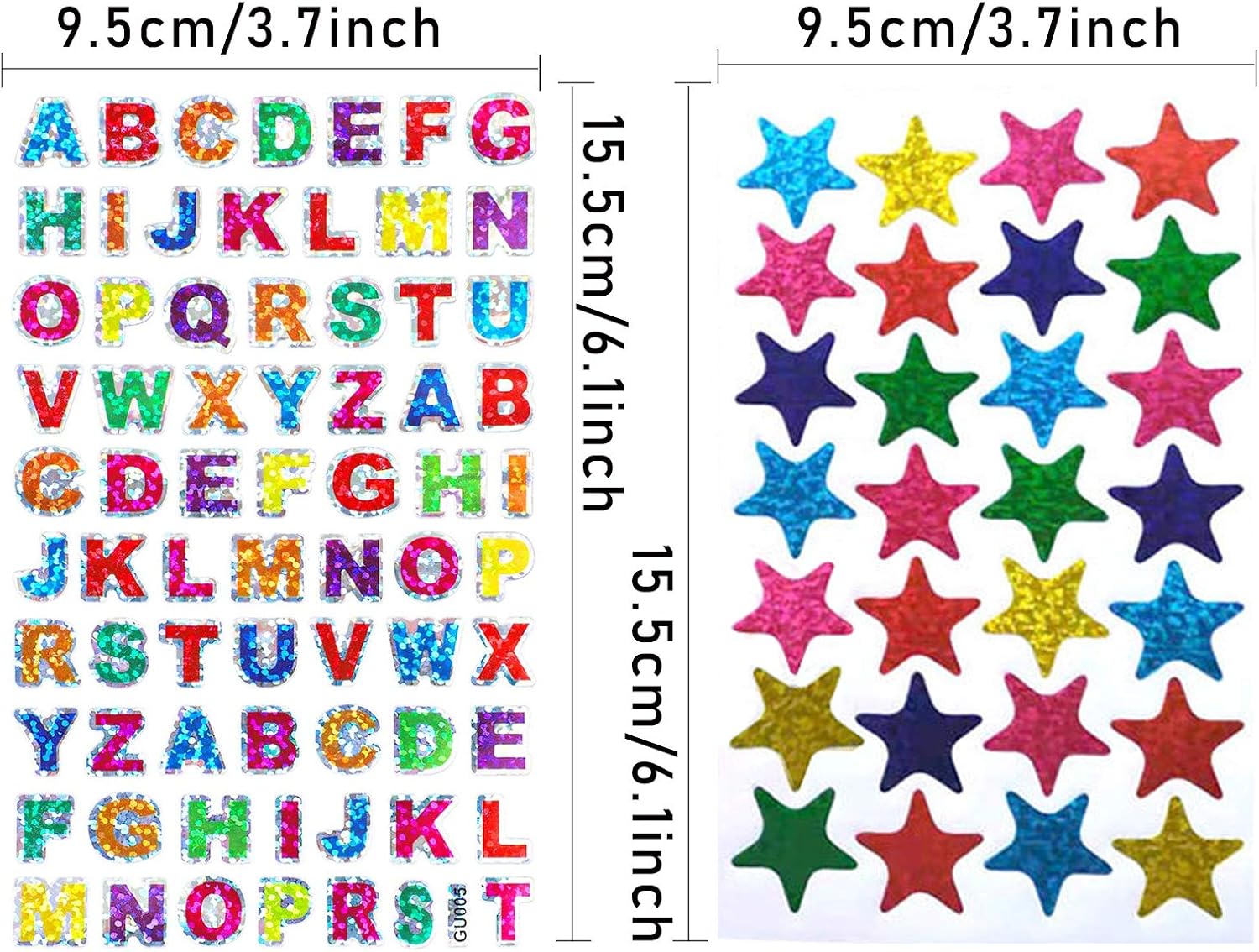 50 Sheets Alphabet Stickers Small Glitter Letter Stickers Self-Adhesive ...