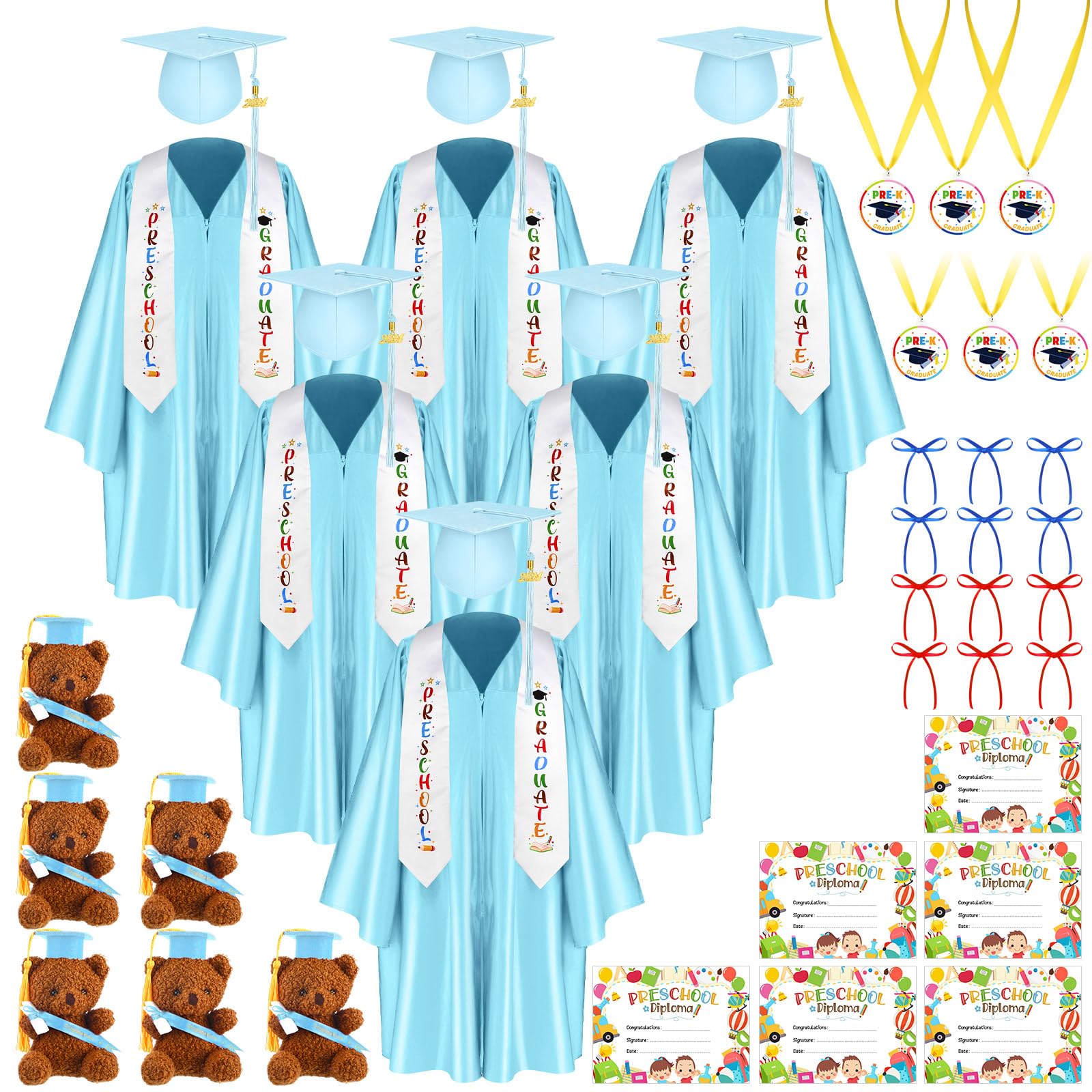 Cozypower 60 Pcs Preschool Kindergarten Graduation Cap and Gown with ...