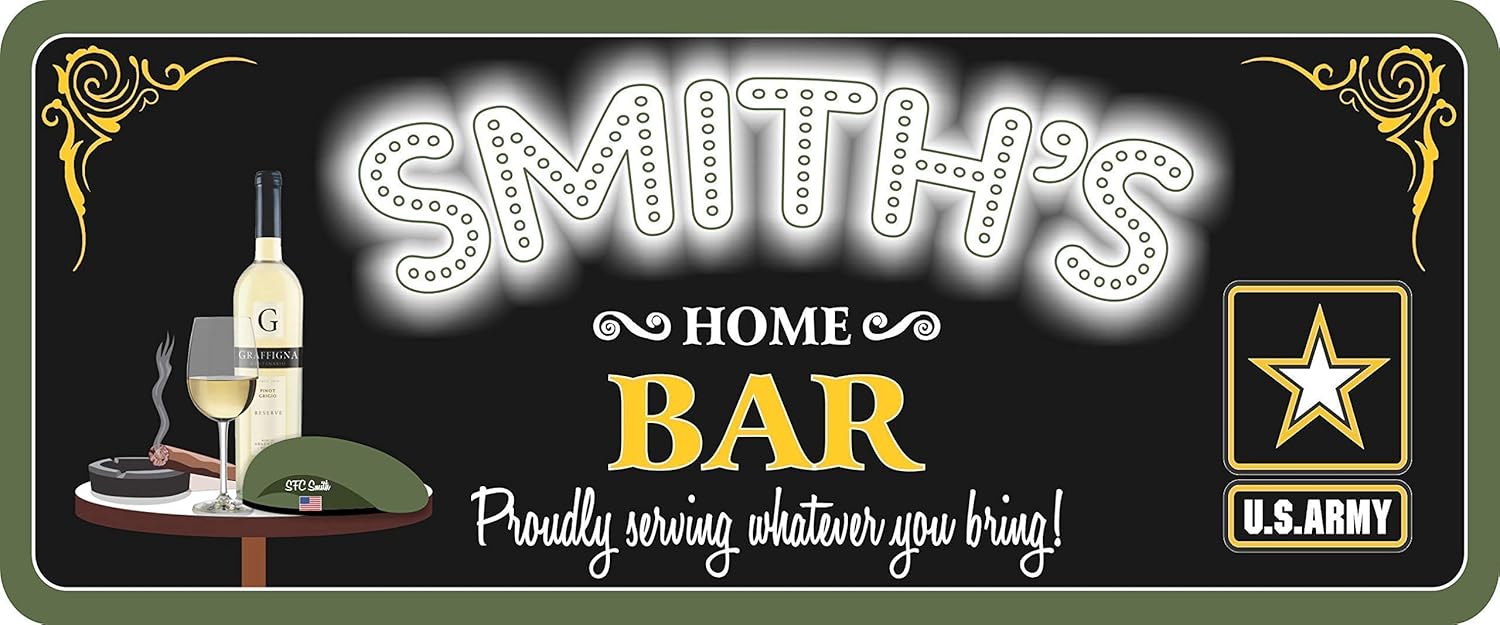 Amazon.com: Custom US Army Home Bar Sign - Military Theme Wall Decor ...
