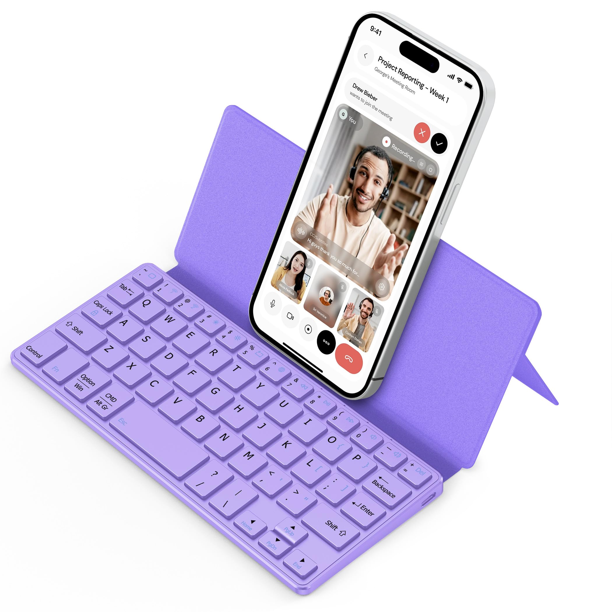 CACOE Wireless Keyboard with Stand, Mini Keyboard for Cell Phone, Ultra ...