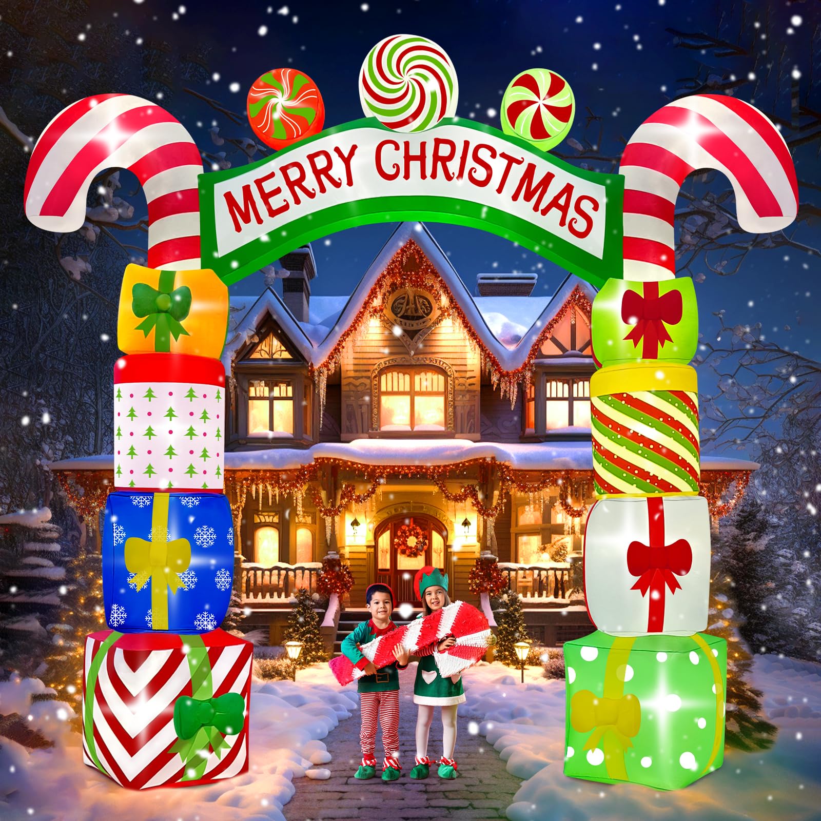 Kalolary 10 FT Christmas Inflatable Archway Gift Boxes, Xmas Arch ...