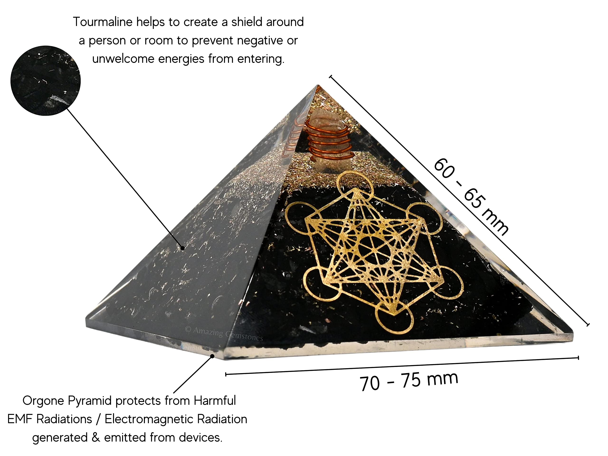 Mua Large Orgone Pyramid | Shungite Pyramid Crystal | Metatron Orgonite ...