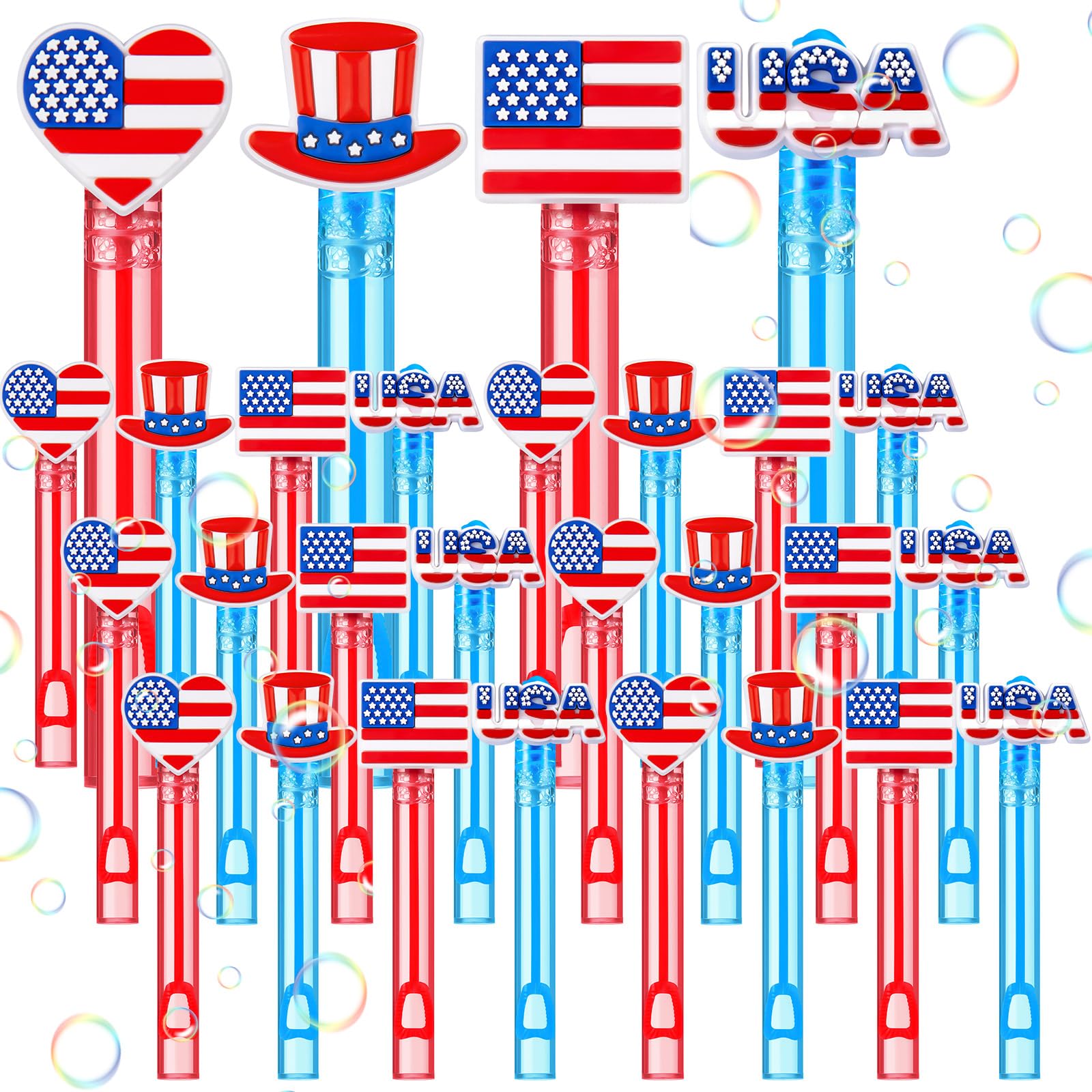 Rotatingpals 24 Pcs 4th of July Bubble Wands Bulk Patriotic Party ...