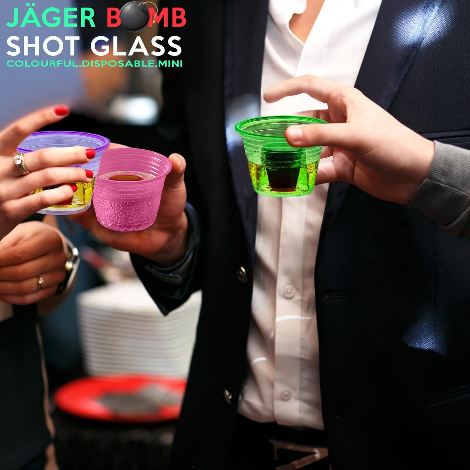 Strong Reusable Shot Cups Jager Bomb Glass Plastic Party Bar Party Non ...