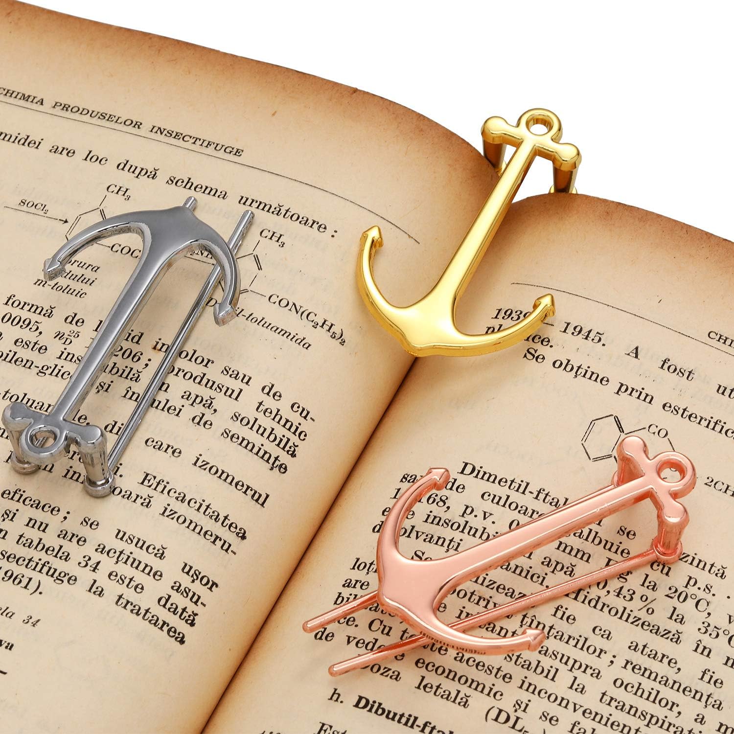 Plateado Dorado Dorado Rosado 3 Piezas Marcapáginas de Anclaje Marcador ...