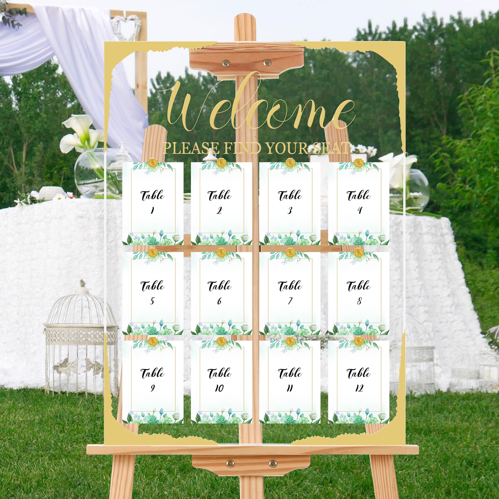 RattanView 24x18 Inch Wedding Seating Chart Board Display with 30 Rose ...