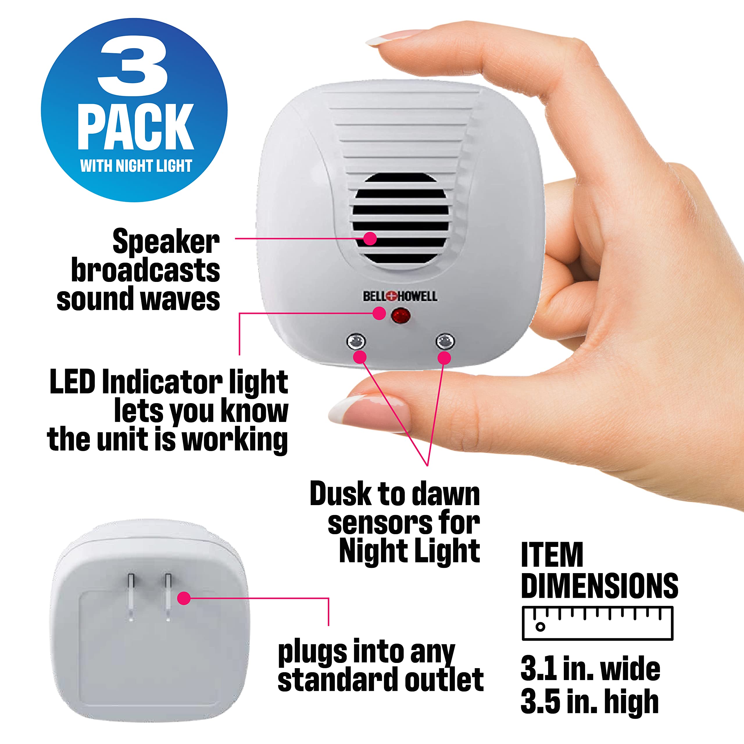 Mua Bell + Howell Ultrasonic Pest Repeller Home Kit (Pack of 3 ...
