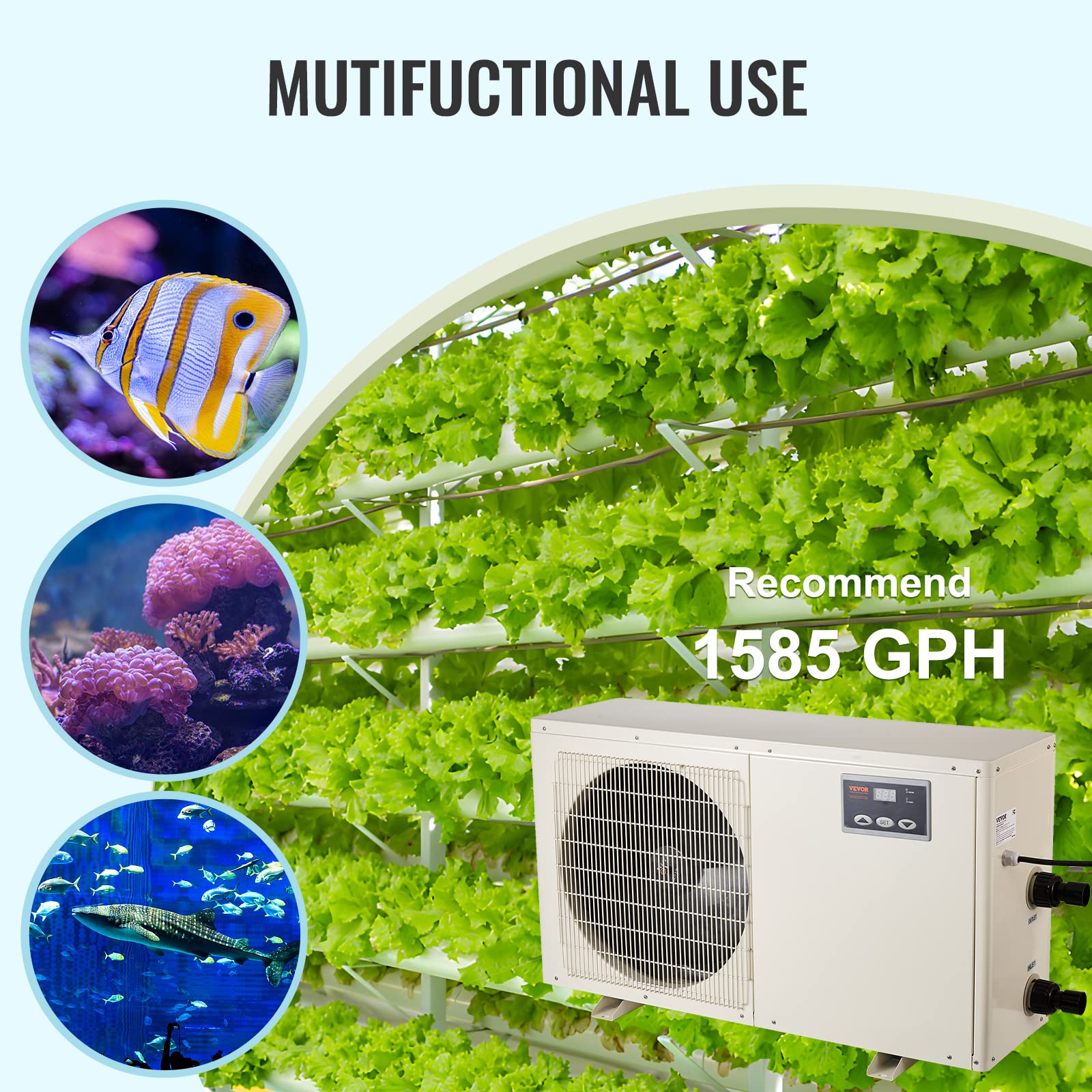 Mua VEVOR Aquarium Chiller, 500 Gal 1892 L, 1.45 HP Hydroponic Water ...