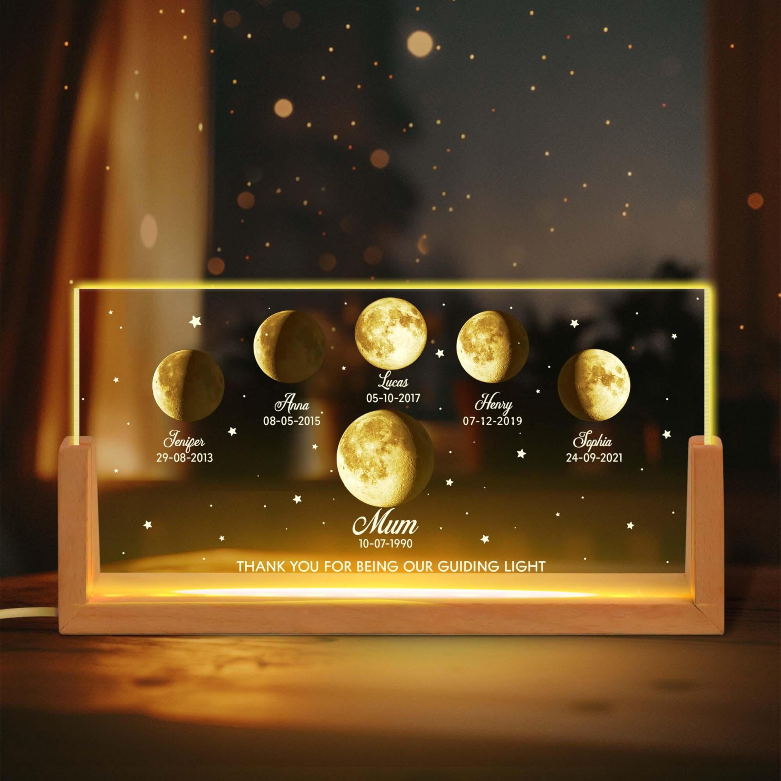 LOVELYPOD Custom Moons Phase By Date LED Night Light, Personalized ...