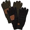 Funky Junque Matching Winter Lined Warm Knit Touchscreen Texting Gloves (2 Pack - Black & Olive ...