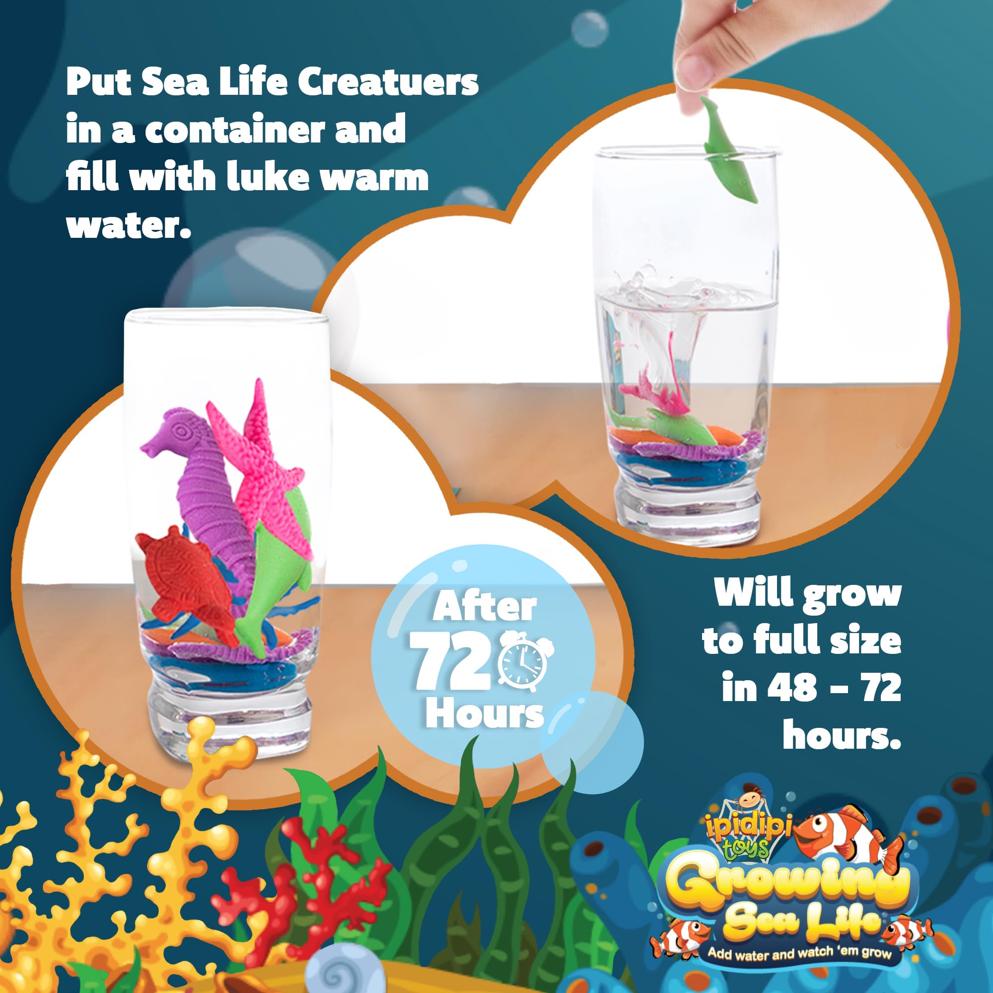 Mua IPIDIPI TOYS Water Growing Sea Creatures for Kids – Ocean-Themed ...