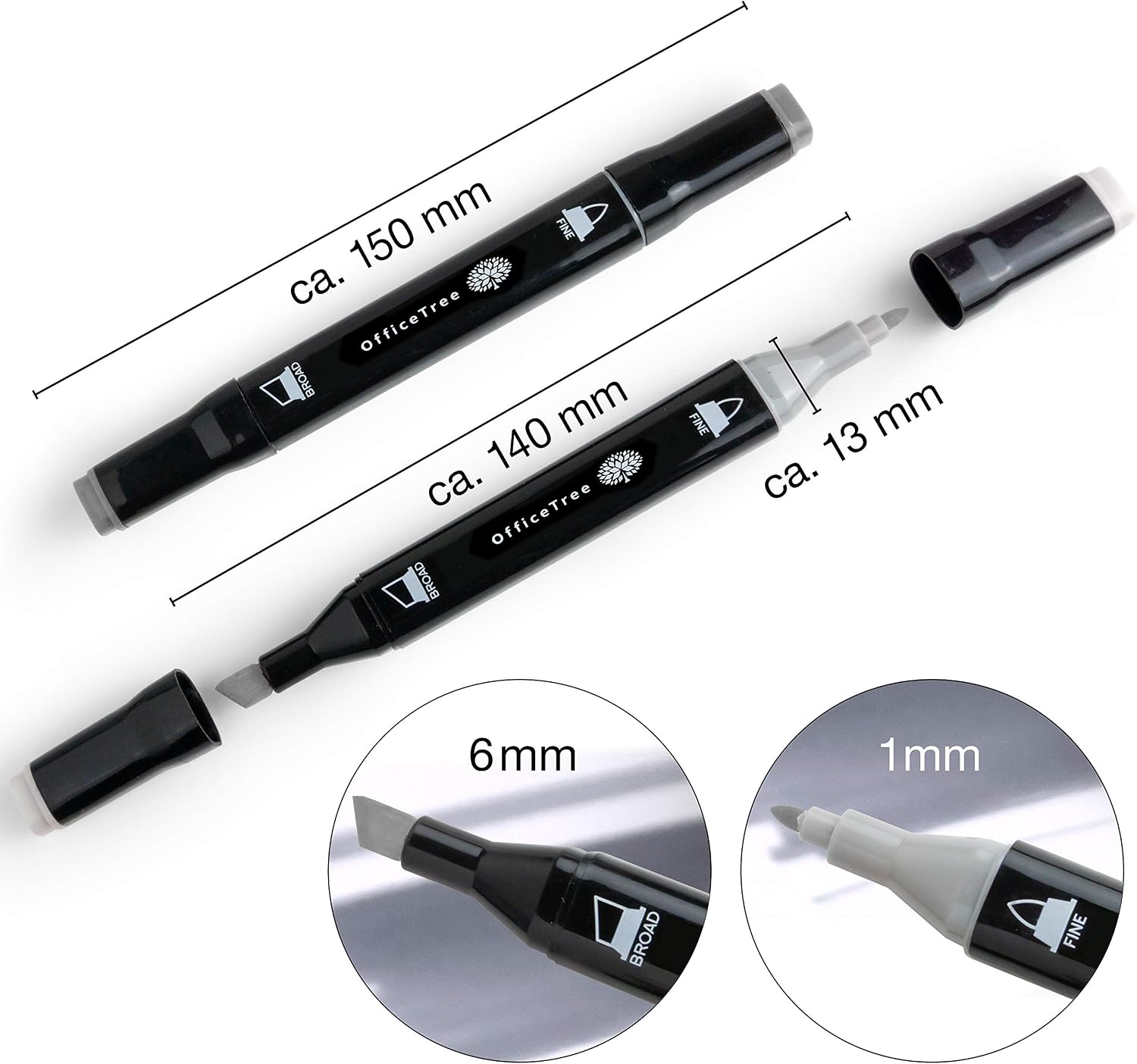 OfficeTree Marker Pens Dual Tip 30 Colors – Alcohol Markers – Grey ...