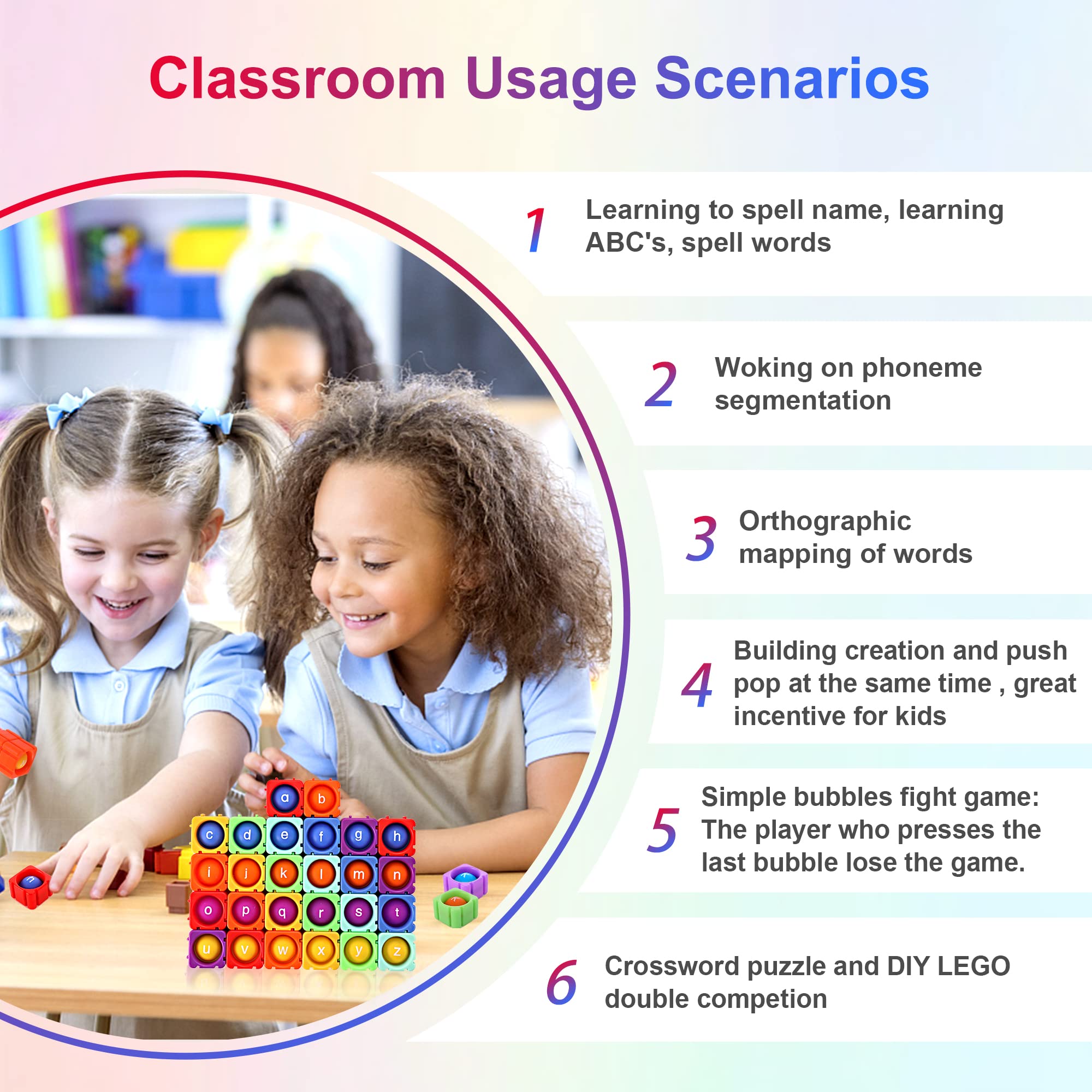 Mua NOWFUTURE Lowercase Alphabet Pop its Fidget Blocks,Rainbow Seven ...