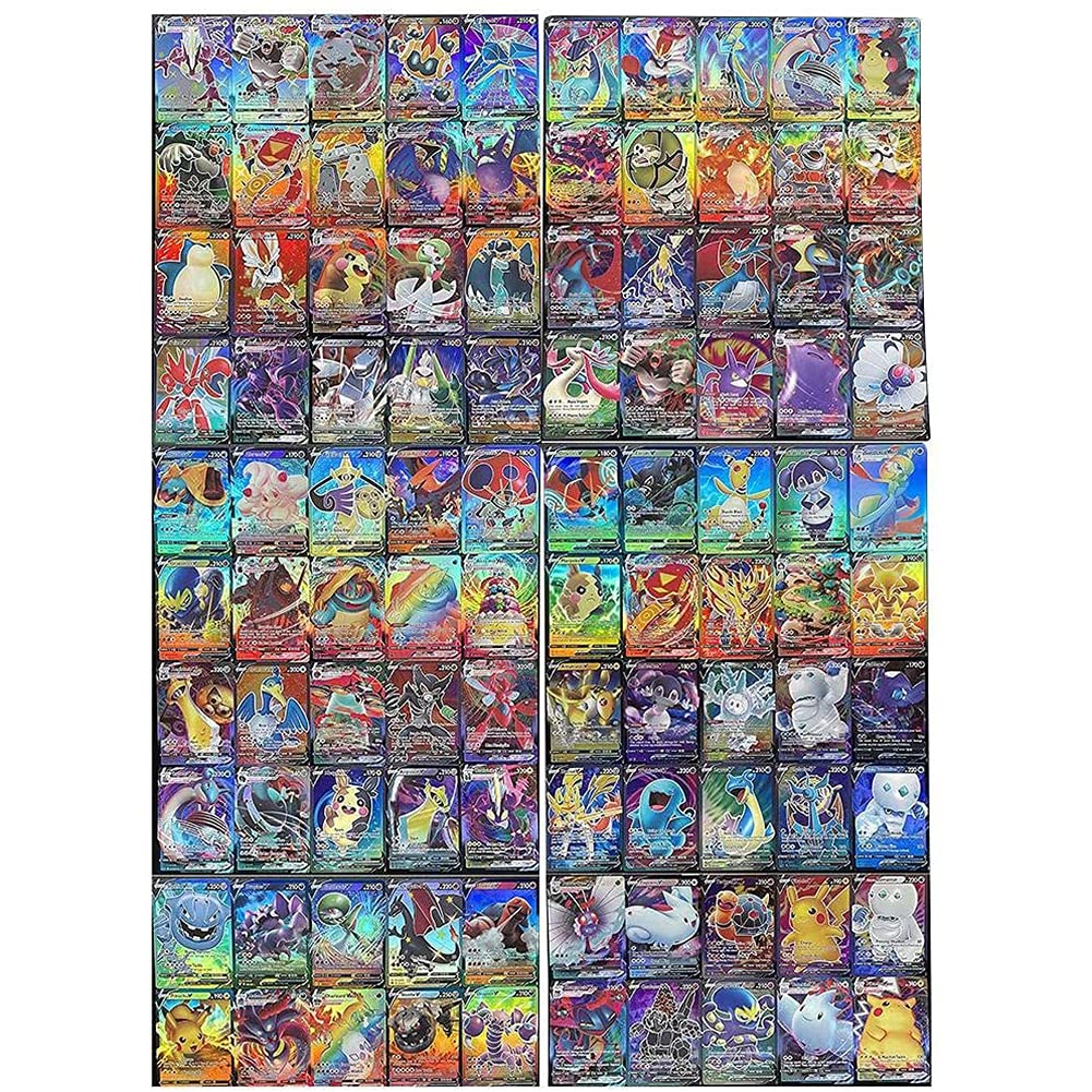 Buy Poke Card Set, 100pcs Poke Cards Including 60 V + 40 Vmax Cartoon ...