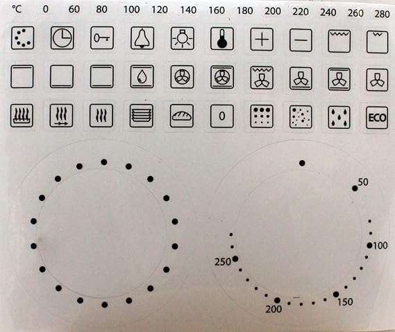 Replacement Oven Stickers Black on Transparent PVC: Amazon.co.uk ...