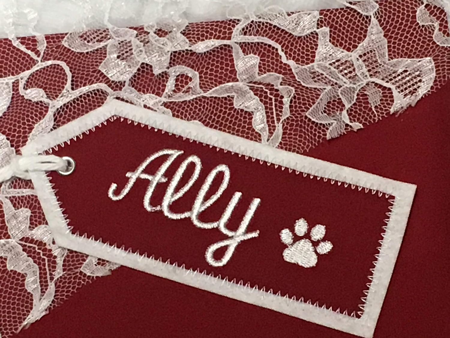 Amazon.com: Personalized Cat Embroidered Christmas Stocking Name Tag ...