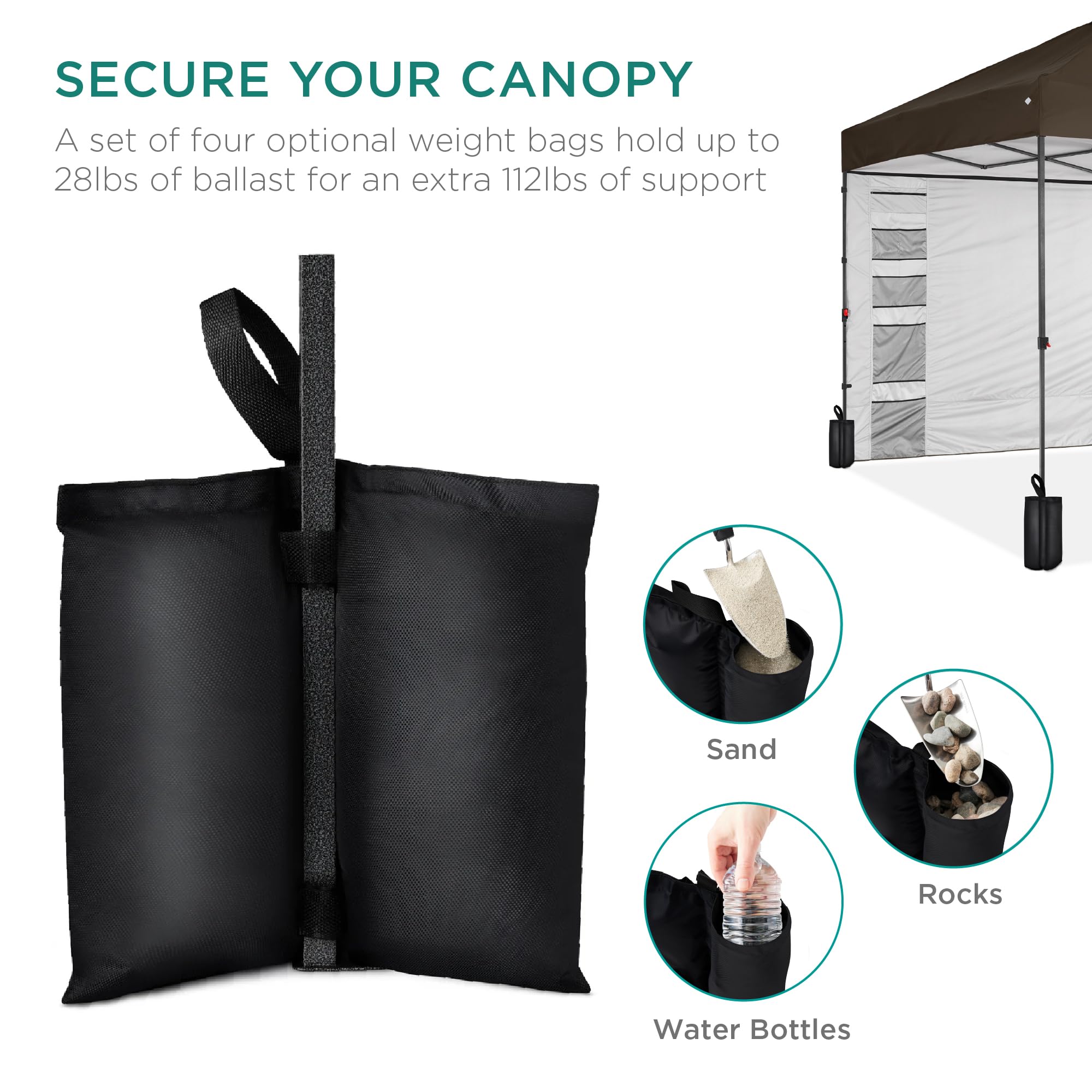 Best Choice Products 10x10ft Easy Pop Up Canopy W/Side Wall, 10 Pockets ...