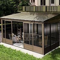 Domi 10’ x 12’ Sunroom, All-Season Wall Mounted Gazebo Solarium with ...