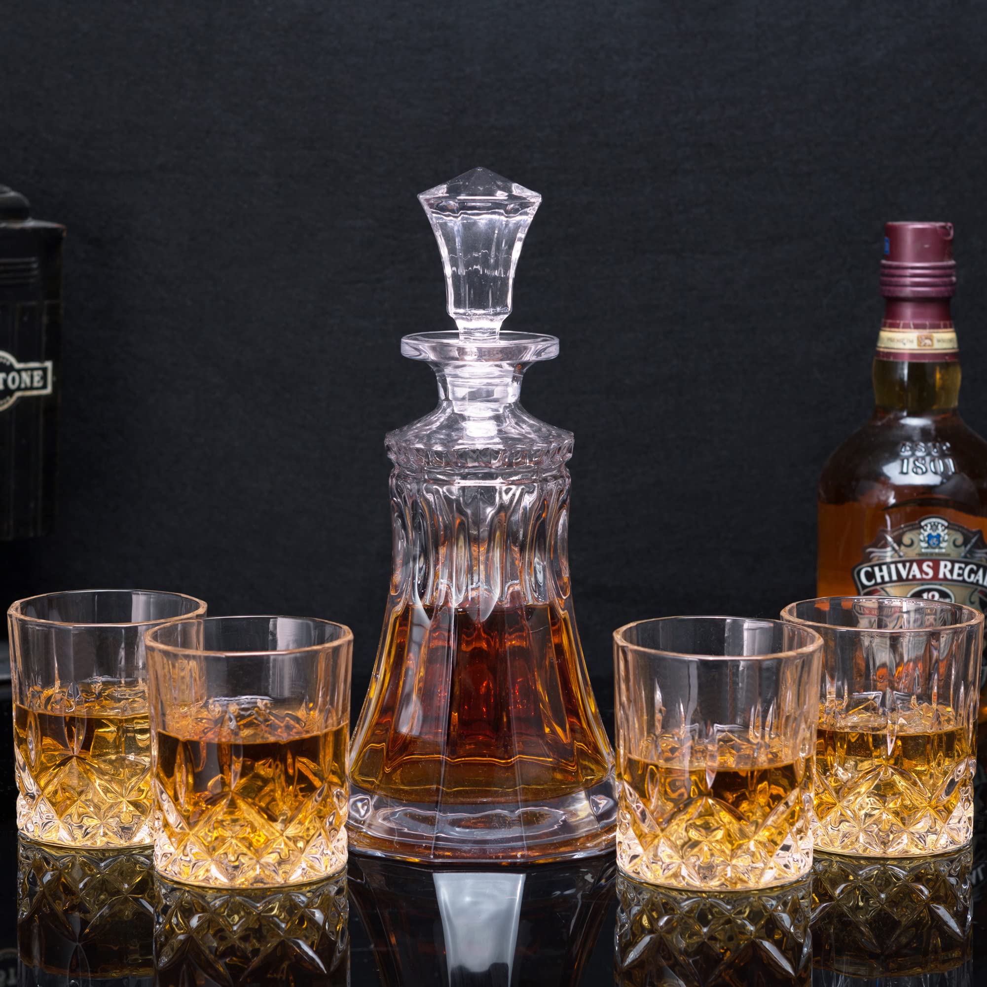 Mua 5-Piece Crystal Whiskey Decanter Set. Premium Lead Free Liquor ...
